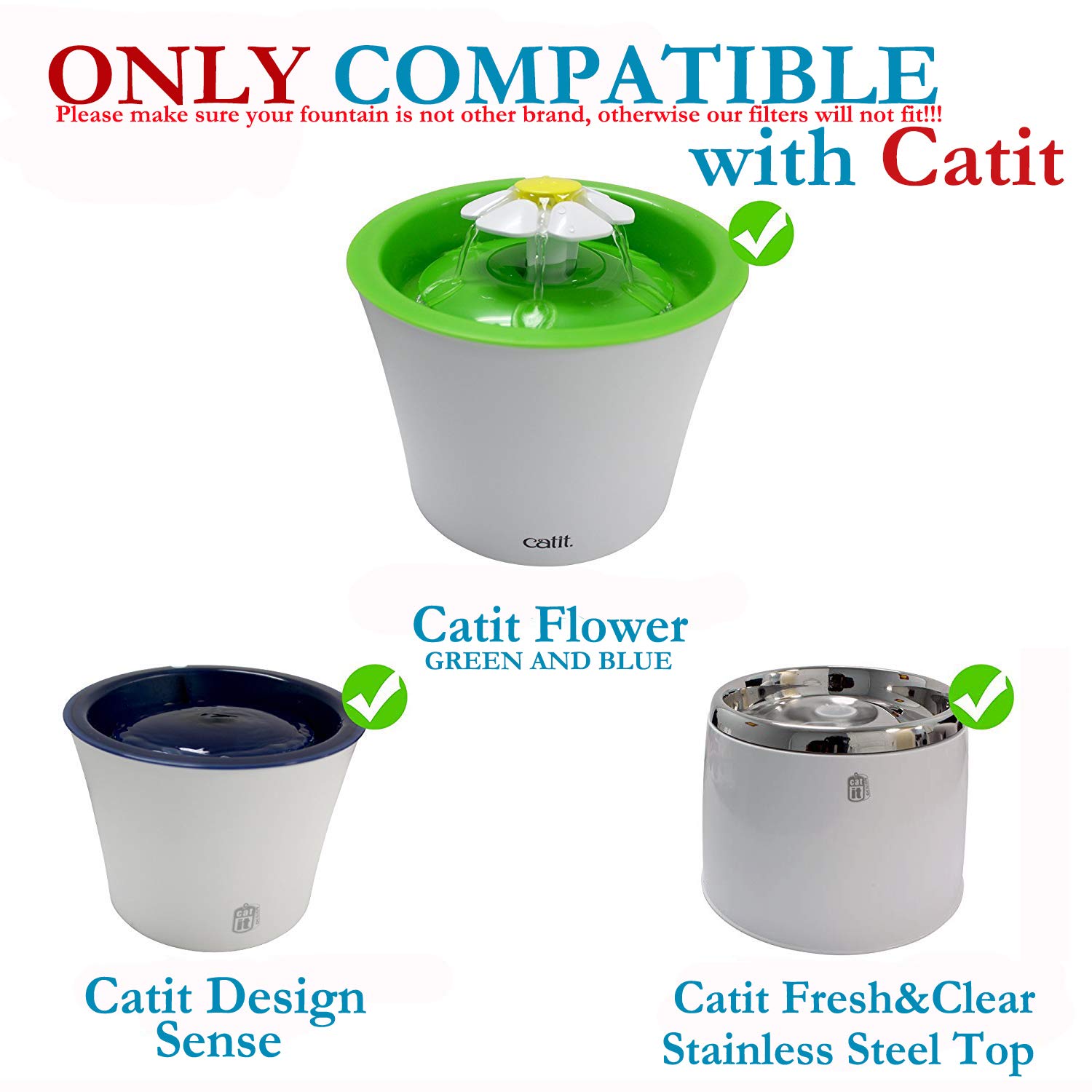 WECATION 12 Pack Catit Fountain Filter, No Plastic Case, Dual-Action Replacement, Premium with 40% More Activated Carbons