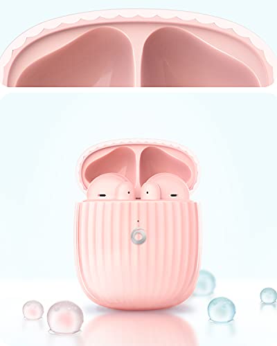 GIEC Wireless Earbuds Bluetooth Earbuds with Microphone Noise Canceling Earbuds Wireless Earphones for Android iOS Phone in Ear Headphone Woman True Wireless Stereo Small Earphones Pink