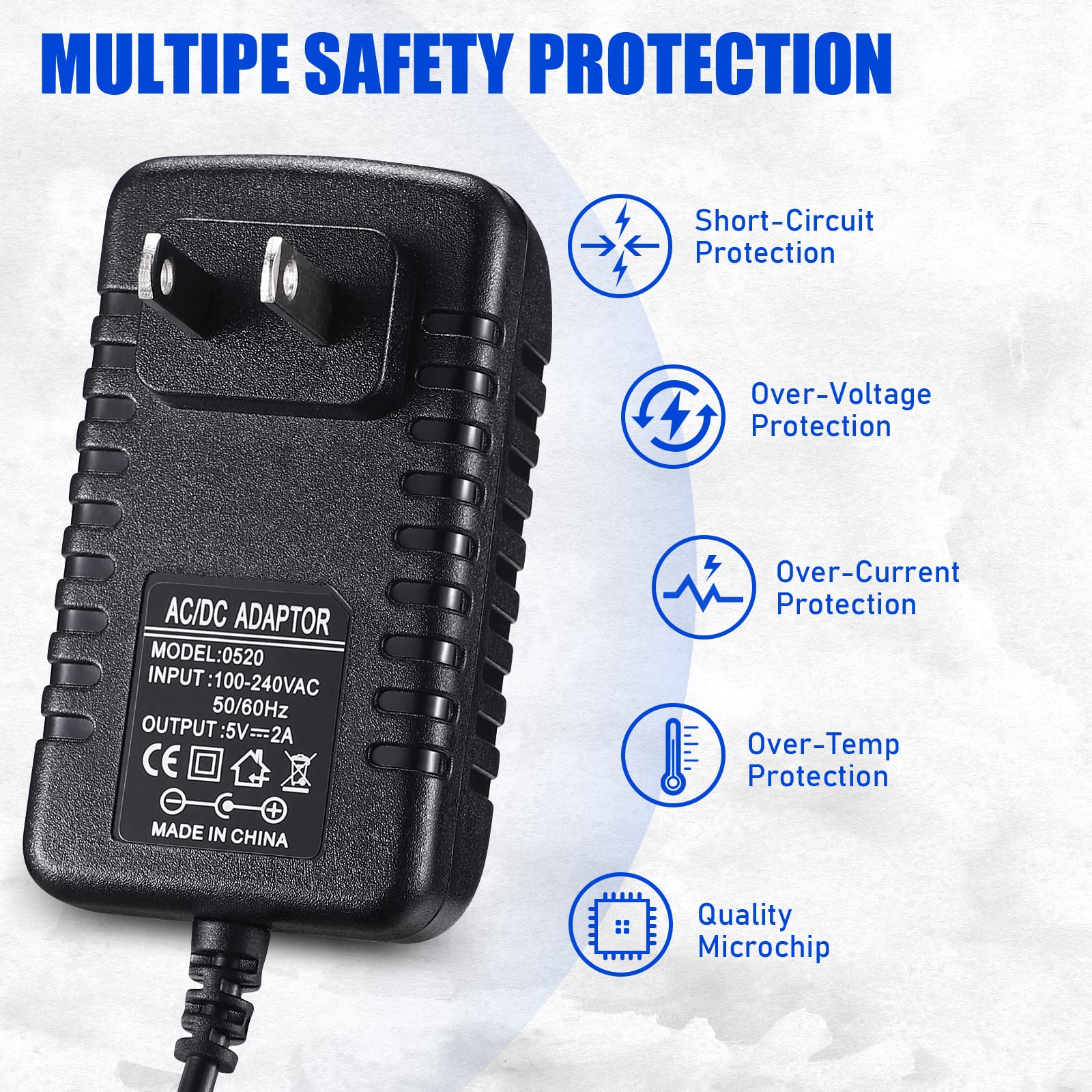 TOBWOLF 2PCS 5V 2A Power Supply Adapter, DC 5V 10W Switching Power Adapter, AC 100V-240V to DC 5 Volt 2 Amp Universal Switching Transformer, 5.5 x 2.5mm Plug for Router, CCTV Camera, Cordless Phone