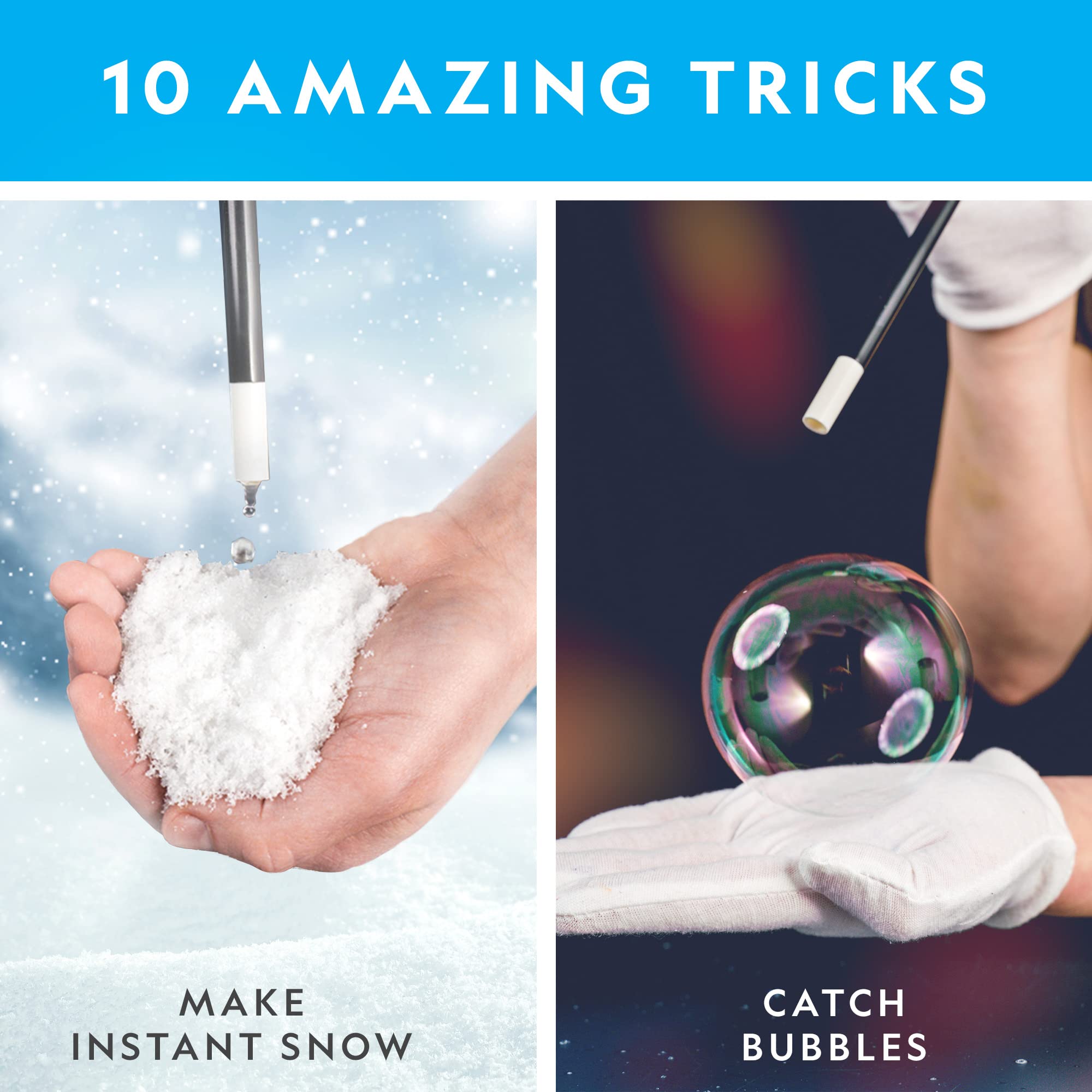NATIONAL GEOGRAPHIC Magic Chemistry Set - Perform 10 Amazing Easy Tricks with Science, Create a Magic Show with White Gloves & Magic Wand, Great STEM Learning Science Kit for Boys and Girls