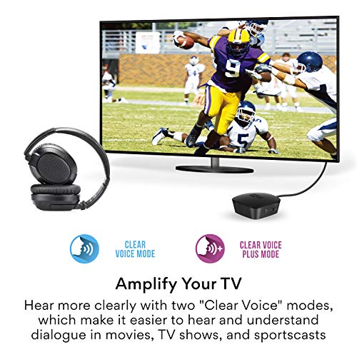 MEE audio Connect T1CMA Bluetooth Over-Ear Wireless Headphones Headset for TV with no Audio Delay; Includes Transmitter (Optical/AUX/RCA) and CinemaEAR Audio Enhancement for Seniors & Hard of Hearing
