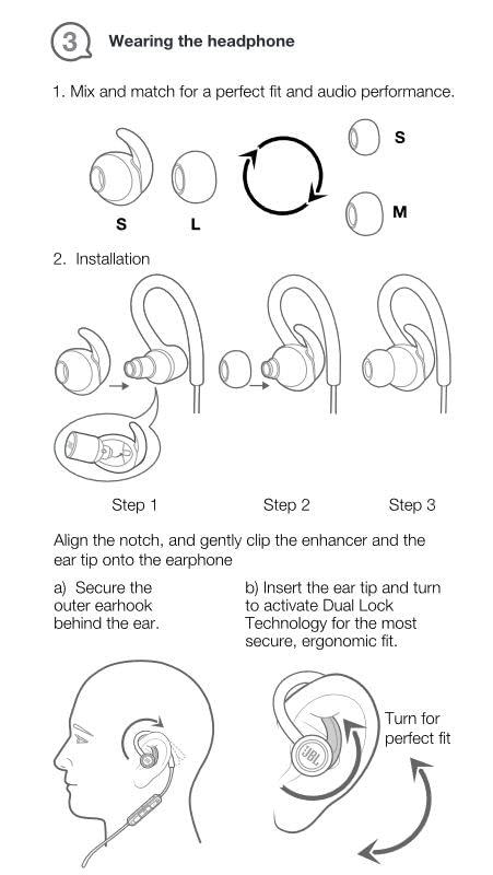 JBL Reflect Contour 2.0 - In-Ear Wireless Sport Headphone with 3-Button Mic/Remote - Black