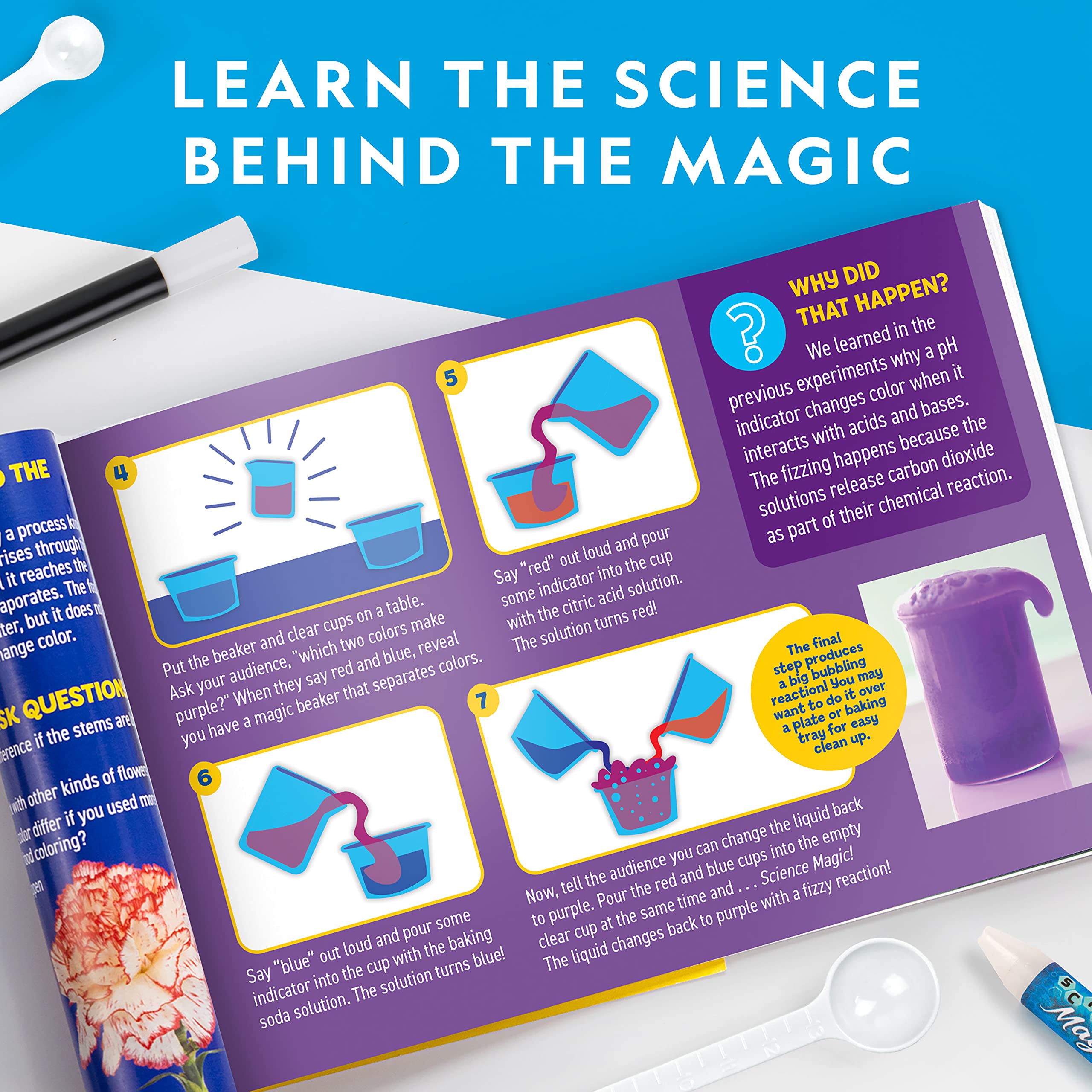 NATIONAL GEOGRAPHIC Magic Chemistry Set - Perform 10 Amazing Easy Tricks with Science, Create a Magic Show with White Gloves & Magic Wand, Great STEM Learning Science Kit for Boys and Girls