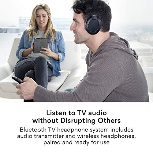MEE audio Connect T1CMA Bluetooth Over-Ear Wireless Headphones Headset for TV with no Audio Delay; Includes Transmitter (Optical/AUX/RCA) and CinemaEAR Audio Enhancement for Seniors & Hard of Hearing