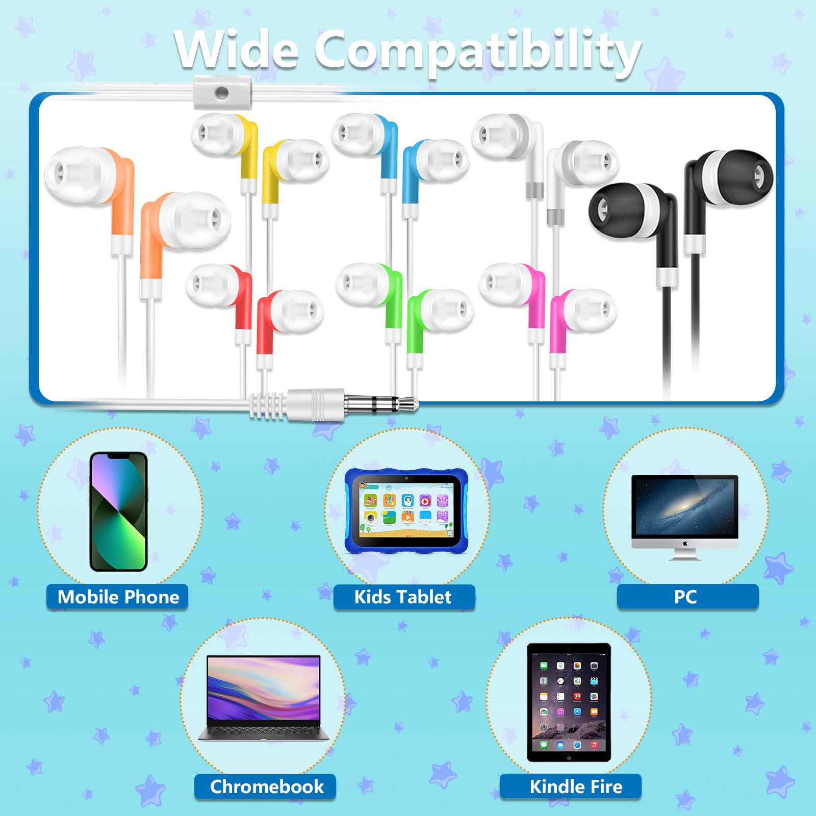 TJZXGUI 8 Pack Bulk Earbuds Headphones Wholesale Earphones Disposable Ear Buds Bulk Headphones for School Classroom Students (Multi Colored)