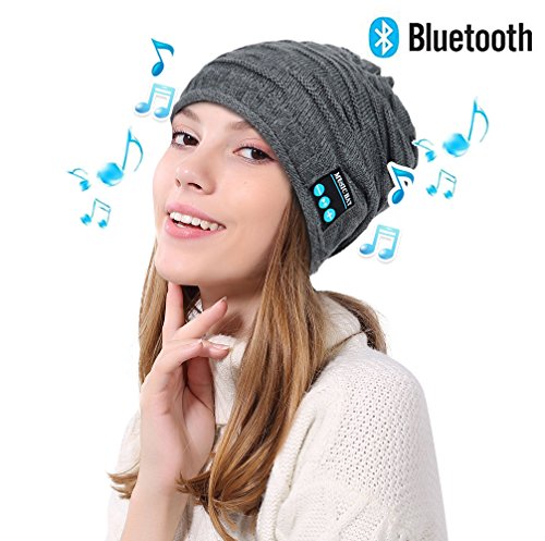 Wireless Bluetooth Beanie,Unisex Outdoor Sport Knit Hat with Stereo Speakers & Microphone
