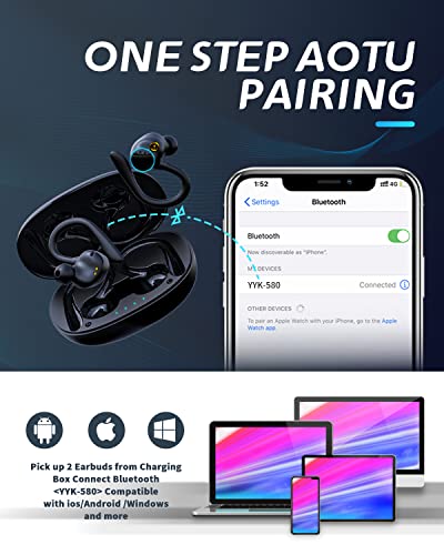 FBJJ Wireless Earbuds Bluetooth 5.3 Headphones, Sport Wireless Ear Buds 120H Playtime, Noise Cancelling IPX7 Waterproof Wireless Workout Earphones with Charging Case, for Sports Running Exercise