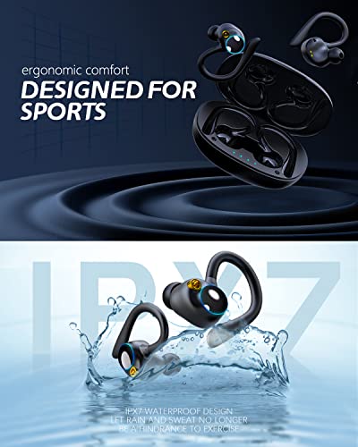 FBJJ Wireless Earbuds Bluetooth 5.3 Headphones, Sport Wireless Ear Buds 120H Playtime, Noise Cancelling IPX7 Waterproof Wireless Workout Earphones with Charging Case, for Sports Running Exercise