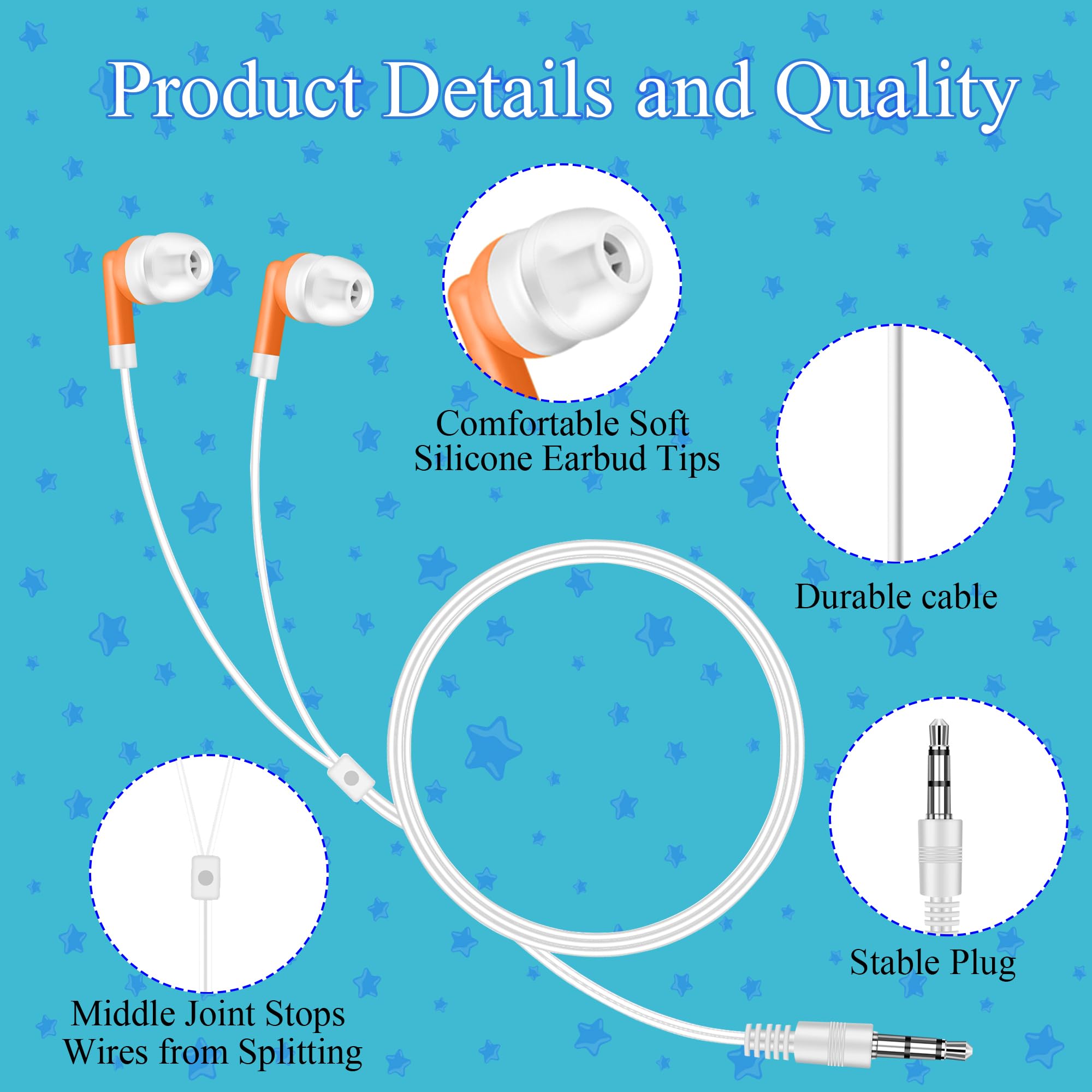 TJZXGUI 8 Pack Bulk Earbuds Headphones Wholesale Earphones Disposable Ear Buds Bulk Headphones for School Classroom Students (Multi Colored)