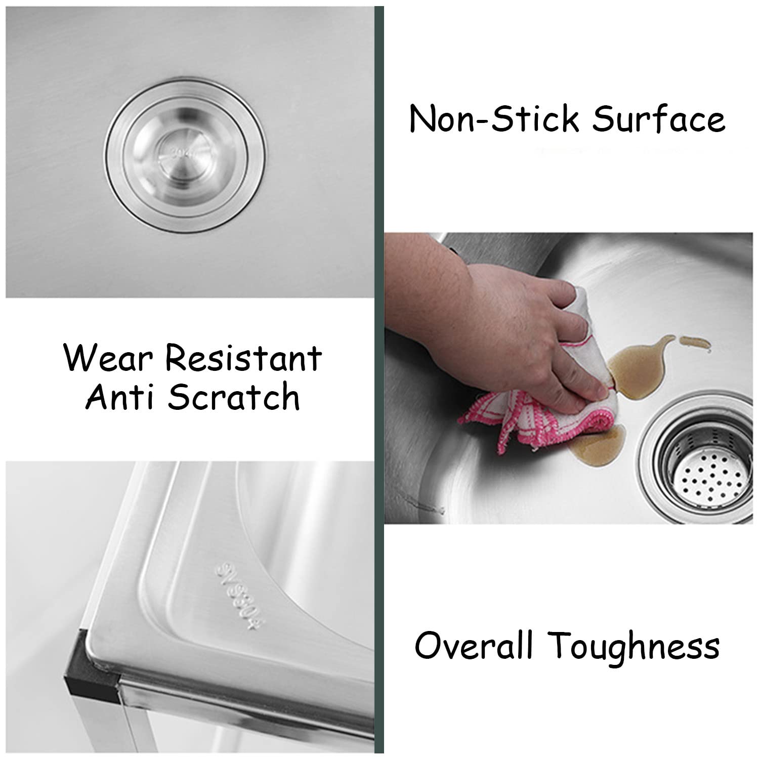 Stainless Steel Prep & Utility Sink 1 Compartment Commercial Kitchen Sink,Single L26.7"x H33.46" Tub with No Lead Faucet for Restaurant, Kitchen, Laundry, Garage