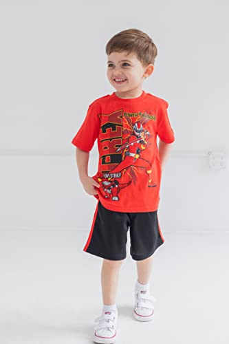 Power Rangers Little Boys Graphic T-Shirt and Mesh Shorts Outfit Set Black/Red 6