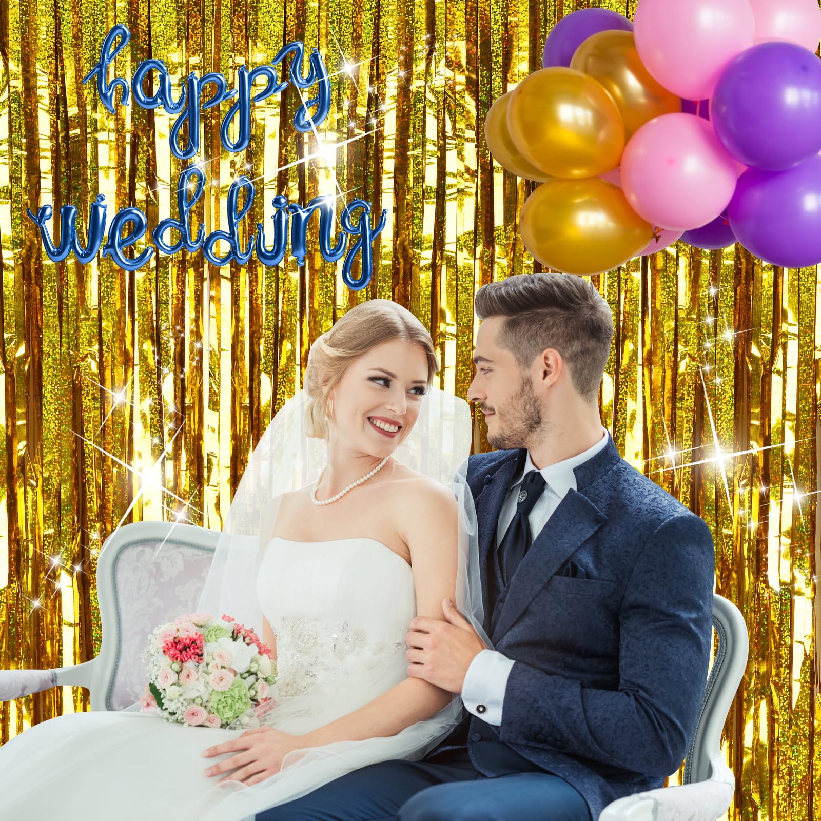 Dorbetar Party Decorations(2 Pack 3.3x8.2 Feet), Irthday Decorations Backdrop, Foil Fringe Curtains Streamers Party Decorations, Tinsel Curtain Fringe Backdrop (Gold)