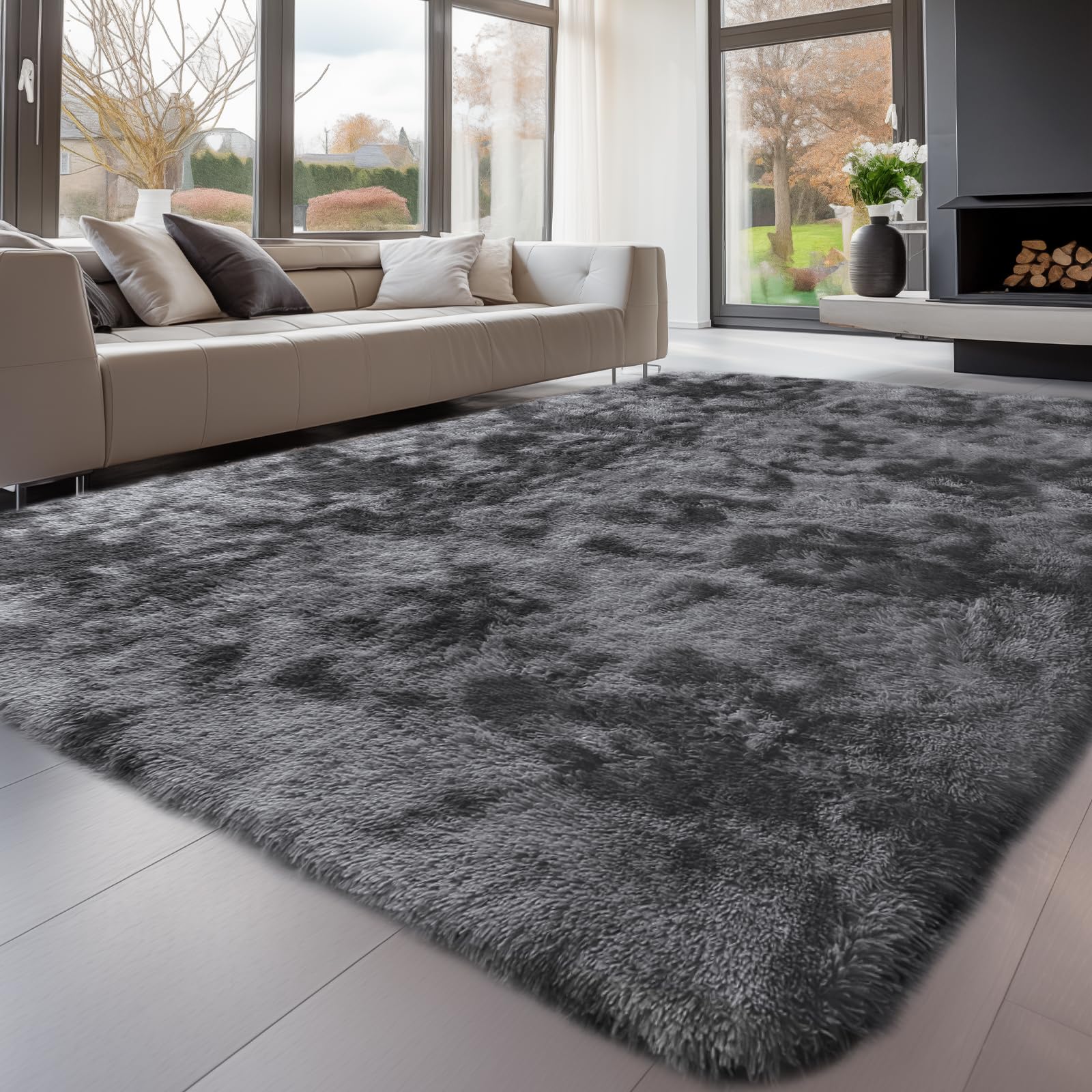 Sour Lemon 8x10 Area Rugs for Bedroom, Living Room Fluffy Rug, Large Area Rug Shag Shaggy Carpet Soft Plush Furry Bedside Rugs, Machine Washable Area Rugs for Kids Girls Boys Home Decor Anti Slip