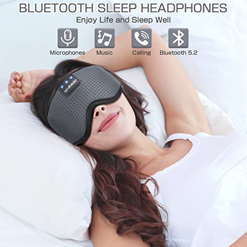 Sleep Mask with Bluetooth Headphones,LC-dolida Sleep Headphones Bluetooth Sleep Mask 3D Sleeping Headphones for Side Sleepers Best Gift and Travel Essential (Classical Grey)