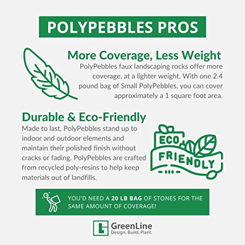 PolyPebbles Polished Composite Decorative Stones | Triple The Coverage of Natural Stone | 100% Recycled Materials + Nature Friendly | Won't Fade or Crack | Small (.5" - 1") Size | 2.4 Lbs Light Grey