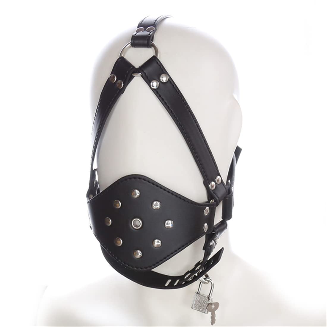 JCAKES Leather Sport Head Belts Cosplay Face Masks Rivet Mouth Masks Masquerade Costume Accessory