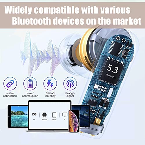 Wireless Earbuds Bluetooth 5.3 Headphones Touch Control with Charging Case IPX7 Waterproof Immersive 3D Stereo Sound in-Ear Earphones Built-in Mic Noise Cancelling for iPhone/Samsung/iOS/Android