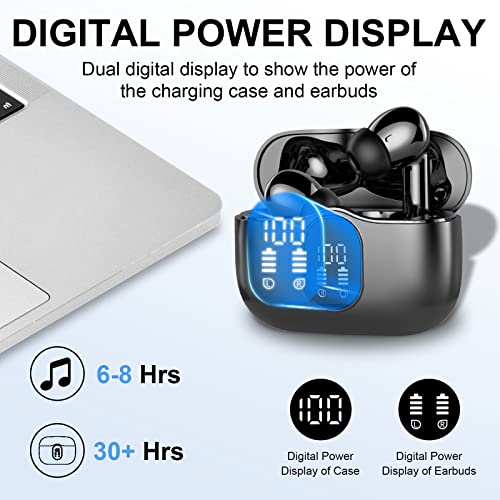 Wireless Earbud, Bluetooth 5.3 Headphones in Ear Stereo Bluetooth Earbuds Built in Mic, Wireless Earphones with LED Power Display and USB-C Charging, Mini Earbud with IP7 Waterproof and Touch Control
