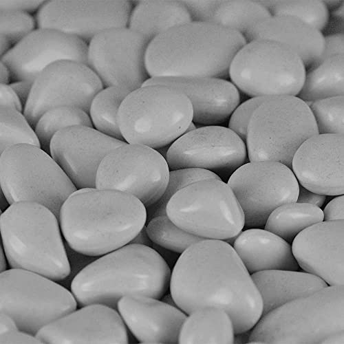 PolyPebbles Polished Composite Decorative Stones | Triple The Coverage of Natural Stone | 100% Recycled Materials + Nature Friendly | Won't Fade or Crack | Small (.5" - 1") Size | 2.4 Lbs Light Grey