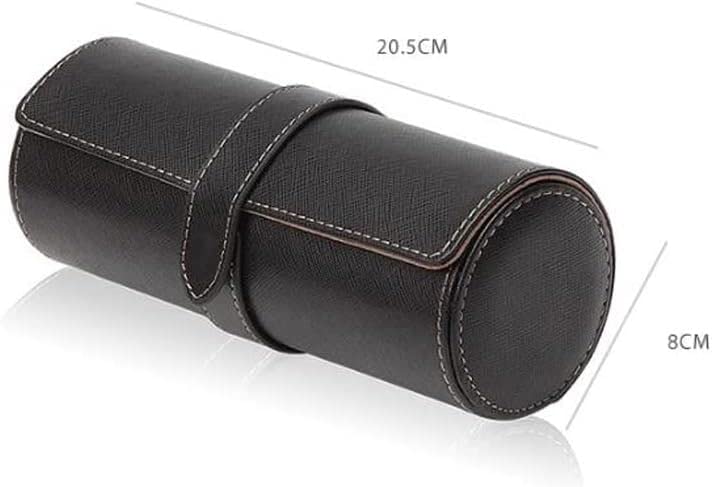 Watch Holder Watch Roll Travel Suitcase Retro Round Watch Organiser Box Leather 3 Slots Watch Box Display Storage Case Watch Organizer (Color : Red) (Black2)