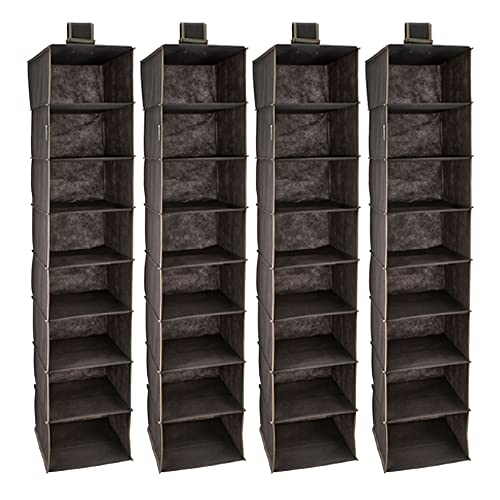ClosetMaid 3145400 8 Shelf Cubby Wire Frame Hanging Closet Nonwoven Fabric Bedroom Bathroom Kitchen Garage Storage Organizer, Brown (4 Pack)
