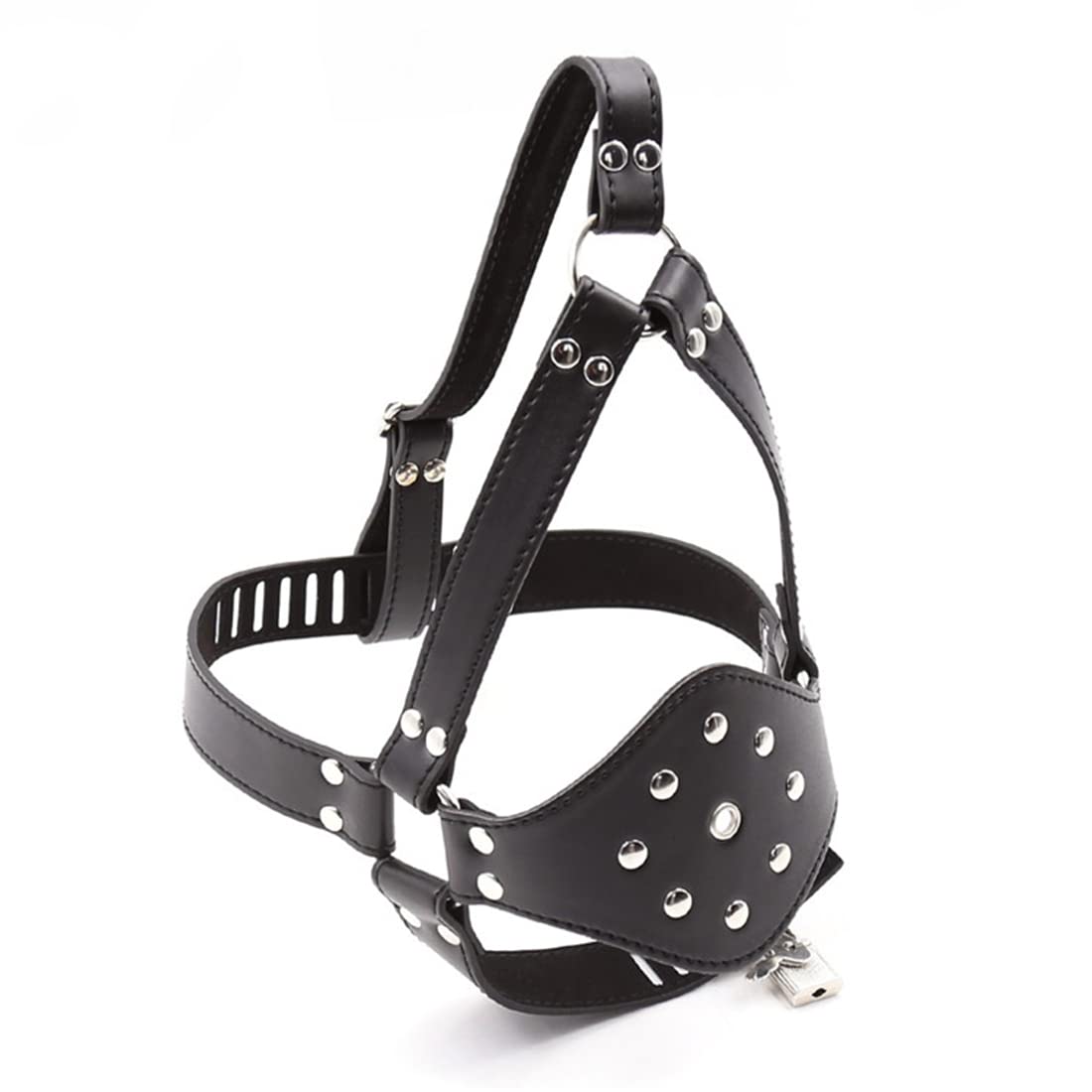 JCAKES Leather Sport Head Belts Cosplay Face Masks Rivet Mouth Masks Masquerade Costume Accessory