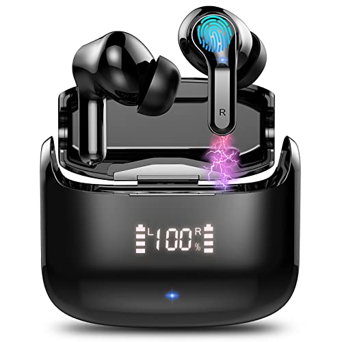 Wireless Earbud, Bluetooth 5.3 Headphones Bluetooth Earbud, Deep Bass Wireless Earphones in Ear Noise Cancelling Ear Buds 40H Dual Mic Call, USB-C LED Display IP7 Waterproof Headset for Sport-2022 New