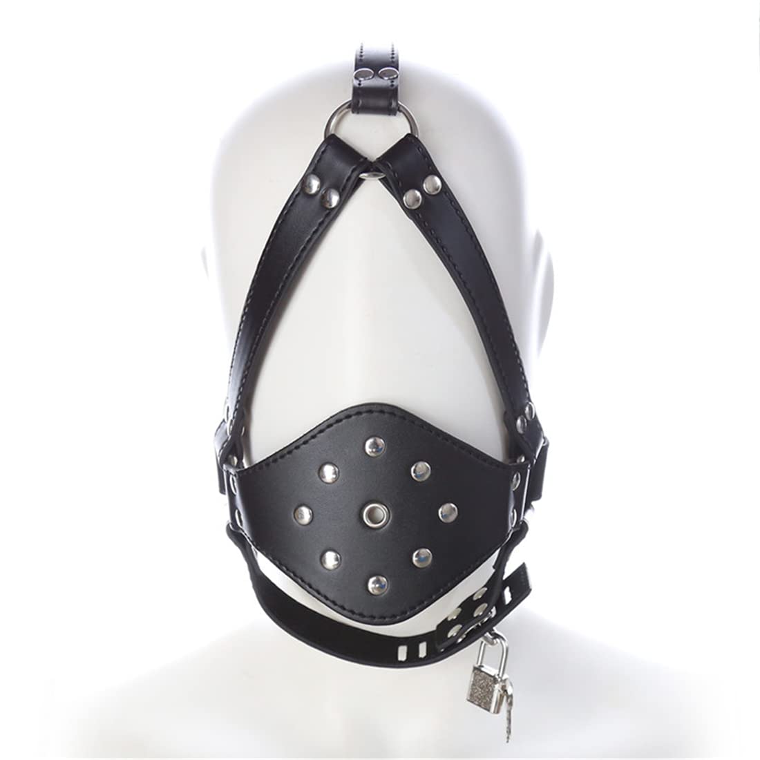 JCAKES Leather Sport Head Belts Cosplay Face Masks Rivet Mouth Masks Masquerade Costume Accessory