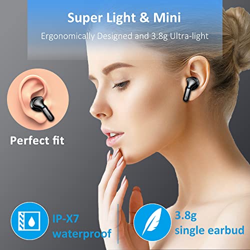Wireless Earbud, Bluetooth 5.3 Headphones Bluetooth Earbud, Deep Bass Wireless Earphones in Ear Noise Cancelling Ear Buds 40H Dual Mic Call, USB-C LED Display IP7 Waterproof Headset for Sport-2022 New