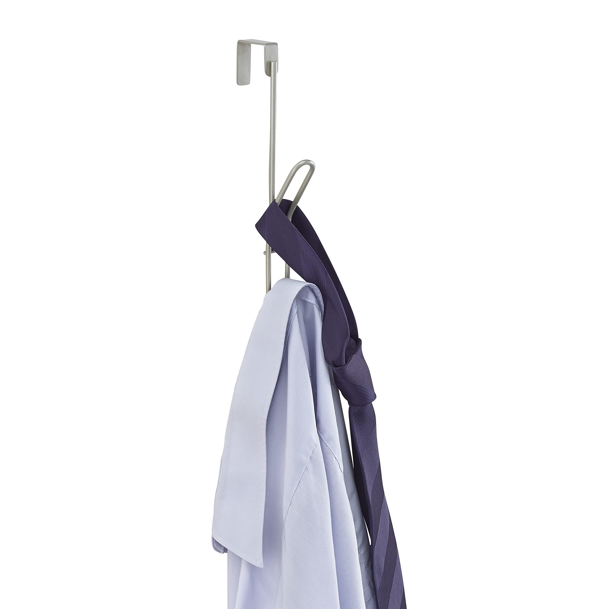 ClosetMaid Over The Door Hanger Rack with Hooks, for Hats, Scarves, Belts, Towels, Jackets, Nickel Finish