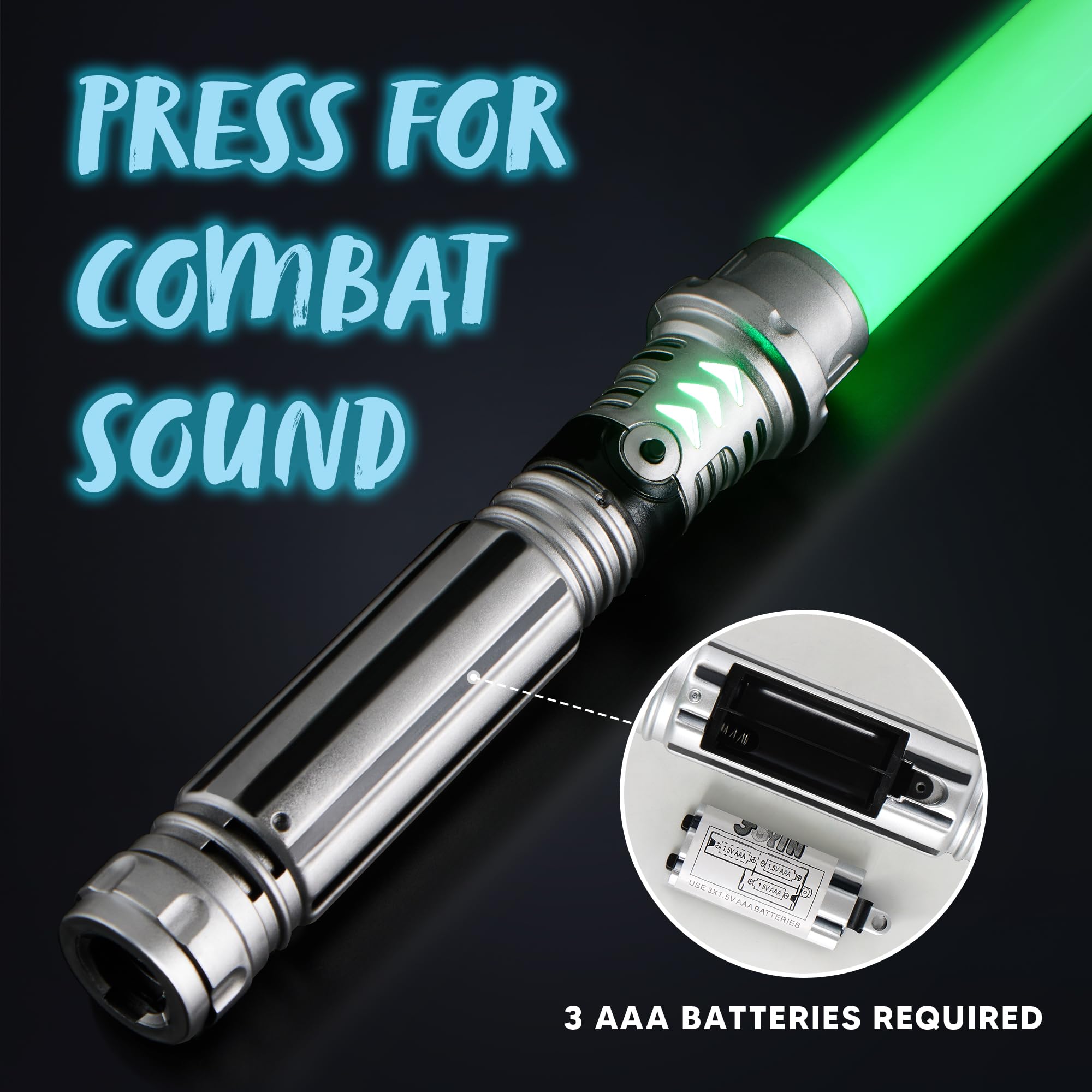 JOYIN Extendable 2-in-1 Light Up Sword for Kids, Dual LED Swords Set with FX Sound (Motion Sensitive) and Realistic Sliver Handle for Fighters and Warriors, New Years Eve Party Supplies Boys Stuff