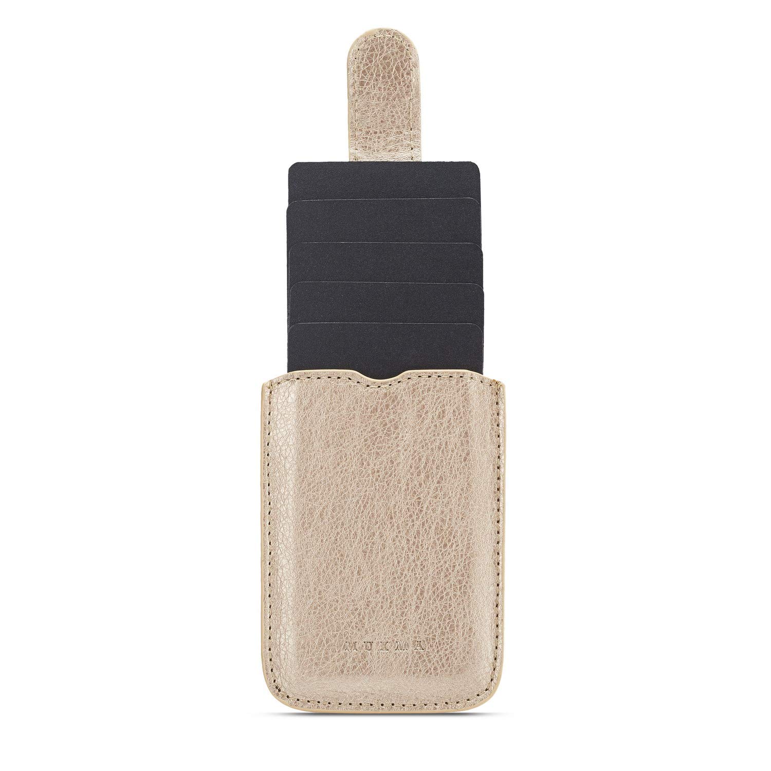 4-Seasons Arlgseln 5 Card Holder Phone Pouch, Stretchable Adhesive Purse Rfid Blocking ID Credit Card Slot Wallet stick on Back of Phone for iPhone 15/16 Pro Max Galaxy S24 Note 22 Ultra A55 (Gold)