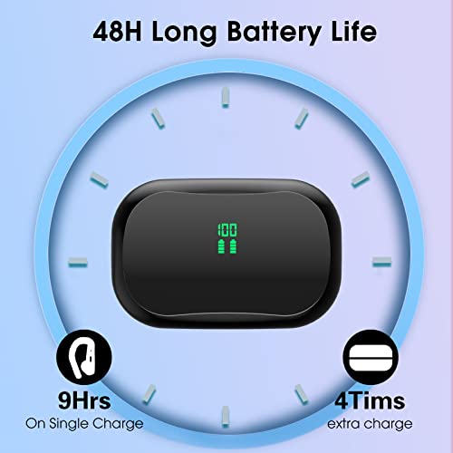 Wireless Earbuds, Sports Bluetooth Headphones with Earhooks, 4-Mics Clear Call,48Hrs Playtime,IPX7 Waterproof,LED Display,Support low latency mode, for Sports Running Workout Gaming(Upgrade for 2023)