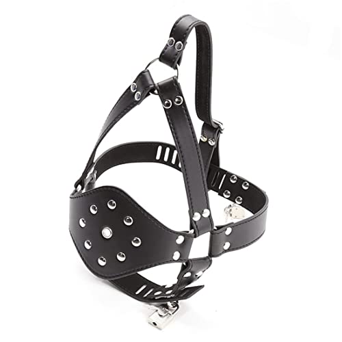 JCAKES Leather Head Harness Masks Sport Head Belts Cosplay Face Masks Rivet Mouth Masks