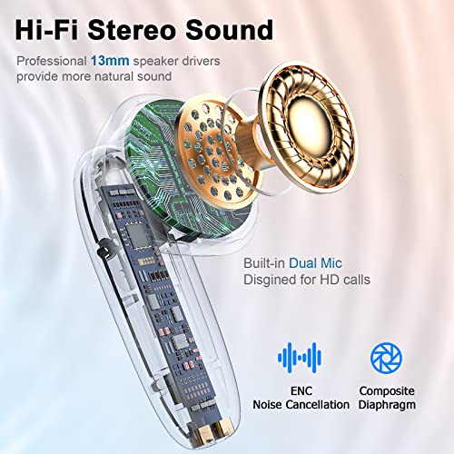 Wireless Earbud Bluetooth 5.3 Headphones 40H Playtime LED Power Display, Bluetoth Earbud Touch Control, Ear Bud in-Ear Earphones with Mic for Android iOS, Super Light & Portable, IP7 Waterproof