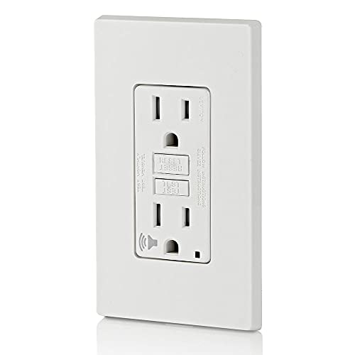 Leviton GFTA2-W SmartlockPro Self-Test Slim GFCI with Audible Trip Alert, Wallplate Included, 20 Amp, White