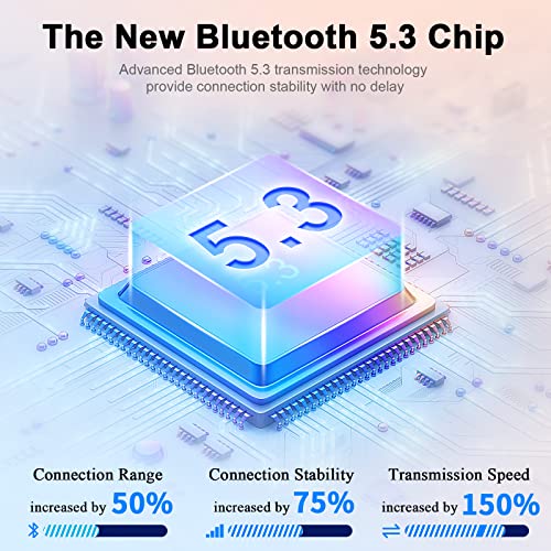 Wireless Earbud Bluetooth 5.3 Headphones 40H Playtime LED Power Display, Bluetoth Earbud Touch Control, Ear Bud in-Ear Earphones with Mic for Android iOS, Super Light & Portable, IP7 Waterproof