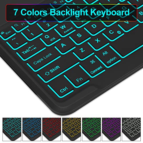 Samsung Galaxy Tab S8+/S7 FE Case with Keyboard 12.4 inch, Detachable Wireless Bluetooth Backlit Keyboard, Slim Smart Cover with S Pen Holder for Galaxy Tab S8+ 2022/S7 FE 2021/S7 Plus 2020, Green