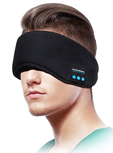 Sleep Headphones Sleep Mask Headphones, Wireless Eye Mask, Adjustable&Washable Music Travel Sleeping Headset with Built-in Speakers Microphone Hands-Free for Air Travel,Siesta and Sleeping