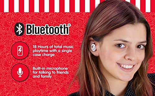 eKids Hello Kitty Bluetooth Earbuds with Microphone, Kids Wireless Earbuds with Charging Case for Ear Buds, for Fans of Hello Kitty Gifts and Merchandise