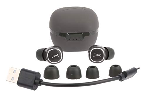 Altec Lansing NanoPods - Truly Wireless Earbuds with Charging Case, TWS Waterproof Bluetooth Earbuds with Touch Controls for Travel, Sports, Running, Working (Charcoal Grey)