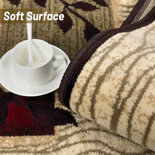 NANAN Anti-Slip Area Rug 5x8 Decorative Throw Rug Roll Wrapped Area Rug Woven Area Rug Non-Shedding Carpet for Laundry Living Room Nursery Bedroom,Brown/Red 5'x8'