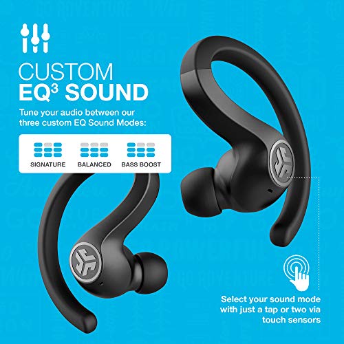 JLab JBuds Air Sport True Wireless Bluetooth Earbuds + Charging Case | Black | IP66 Sweat Resistance - Class 1 Bluetooth 5.0 Connection | 3 EQ Sound Settings JLab Signature, Balanced, Bass Boost
