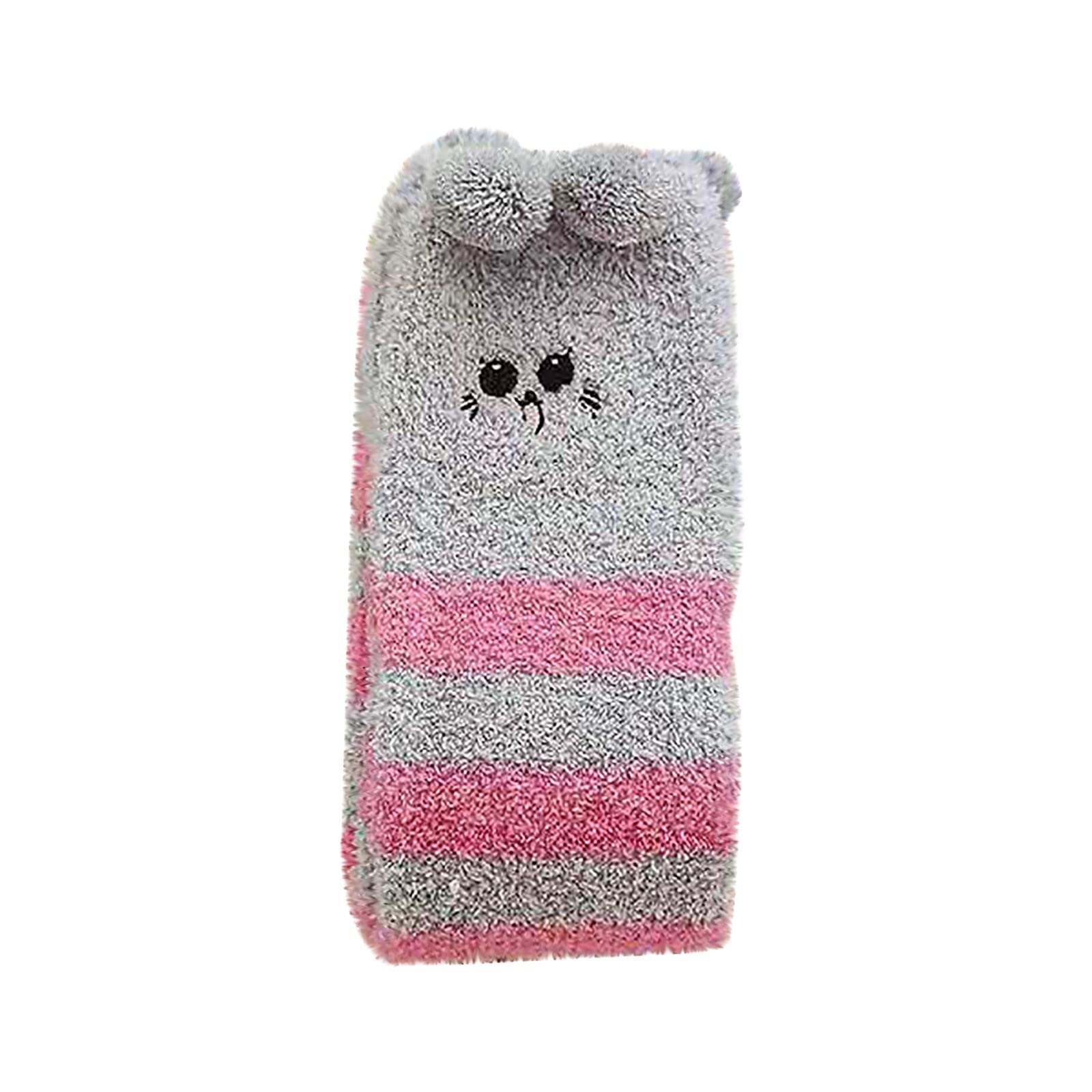 Women's Animal Knee Length Coral Wool Thickened Warm Half Plush Home Stockings Strap Dildo