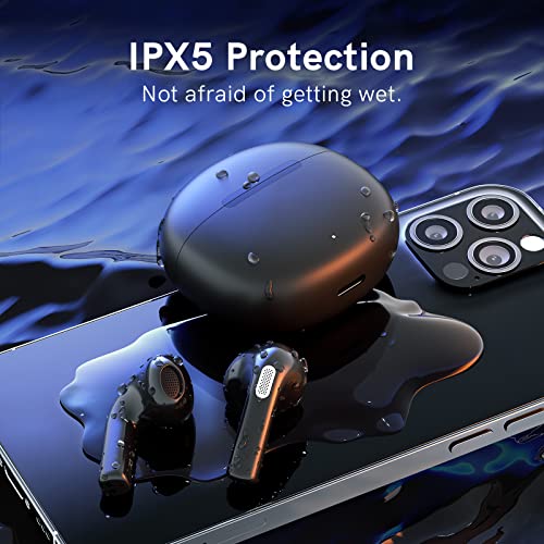 QCY Wireless Earbuds for iPhone, T20 Bluetooth 5.3 Ear Buds with Microphone Touch Control 20h Playtime Headphone, IPX5 Earbuds for Android (Black)