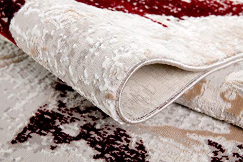 RUG BRANCH Cascade Contemporary Coastal Red Beige Indoor Area Rug for Living Room, Bedroom, Dining Room, and Kitchen - 8' x 10' (7'9" X 10'9")
