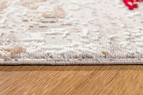 RUG BRANCH Cascade Contemporary Coastal Red Beige Indoor Area Rug for Living Room, Bedroom, Dining Room, and Kitchen - 8' x 10' (7'9" X 10'9")
