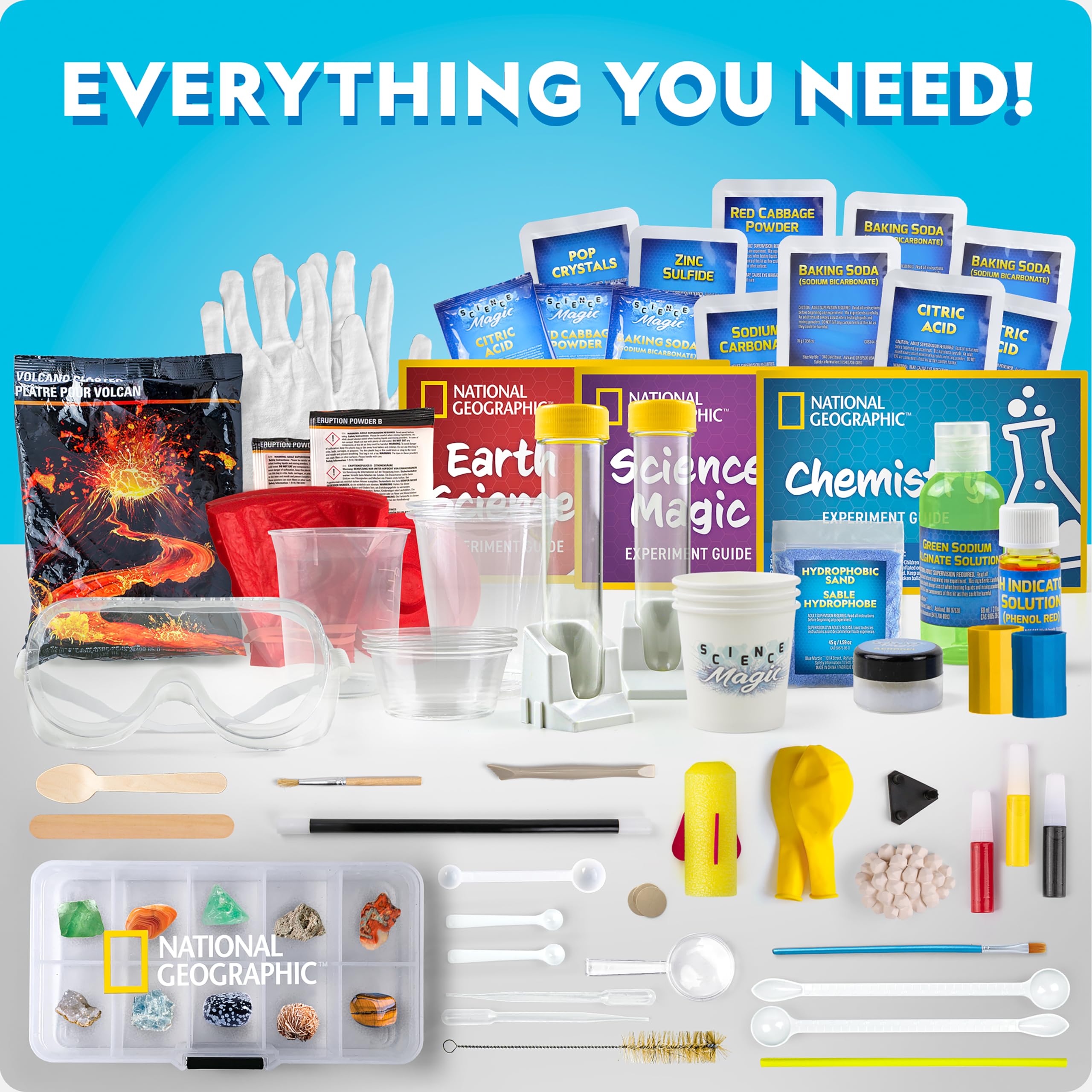 NATIONAL GEOGRAPHIC Mega Science Lab - Science Kit Bundle Pack with 75 Easy Experiments, Featuring Earth Science, Chemistry, and Science Magic Activities for Kids