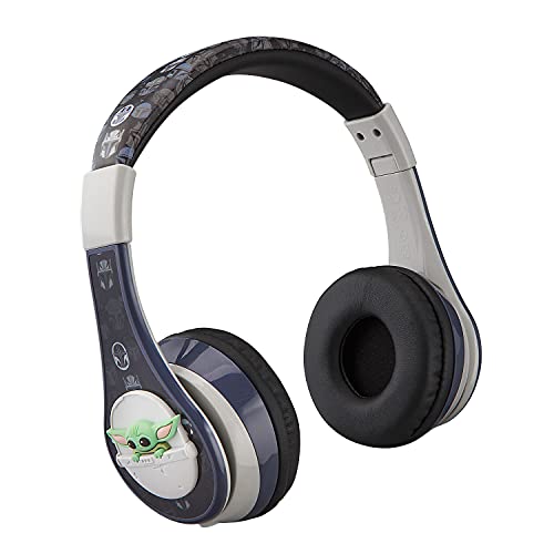 Star Wars The Child Kids Bluetooth Headphones, Wireless Headphones with Microphone Includes Aux Cord, Volume Reduced Kids Foldable Headphones for School, Home, or Travel