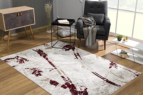 RUG BRANCH Cascade Contemporary Coastal Red Beige Indoor Area Rug for Living Room, Bedroom, Dining Room, and Kitchen - 8' x 10' (7'9" X 10'9")